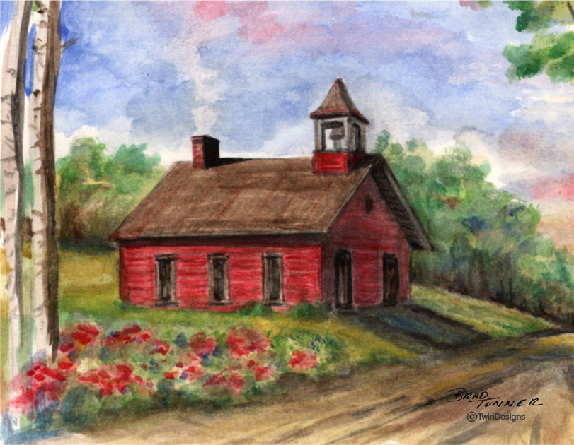 Country Schoolhouse Note Cards – TwinDesigns Gift Shop